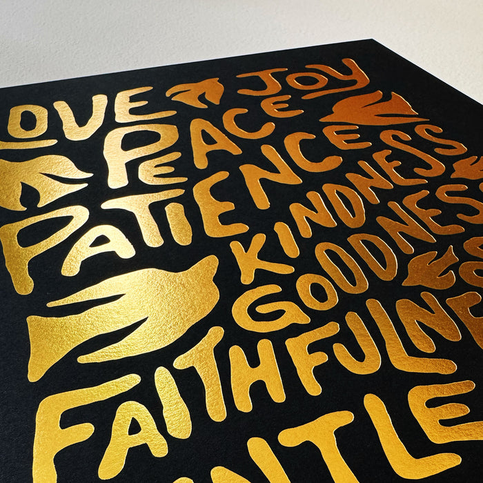 Fruit of the Spirit - Gold on Black | Scripture Art Print