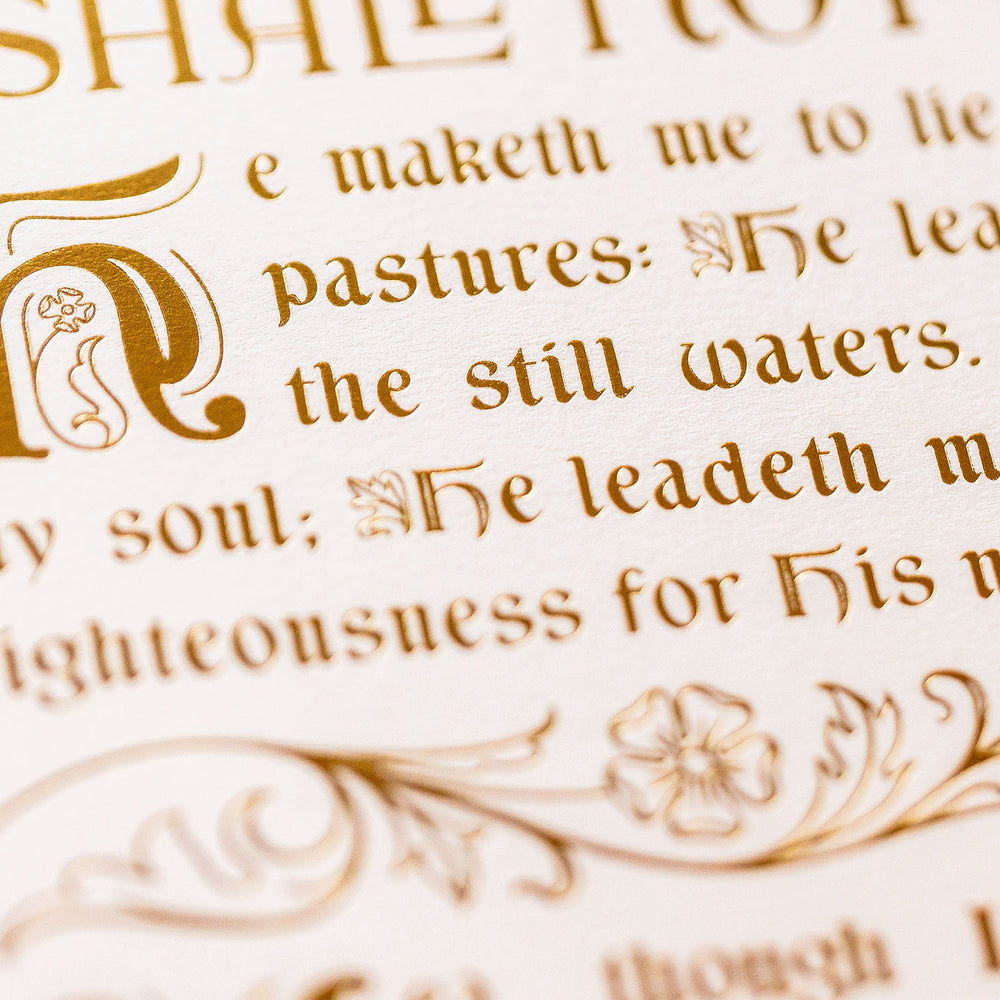 Psalm 23 - Gold on Natural | Scripture Art Print