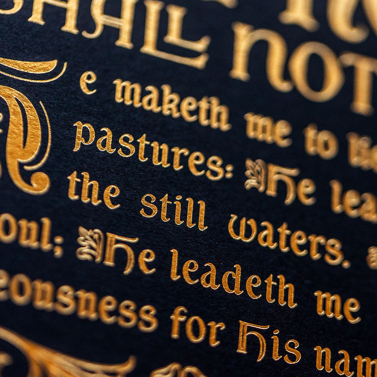 Psalm 23 - Gold on Black | Scripture Art Print