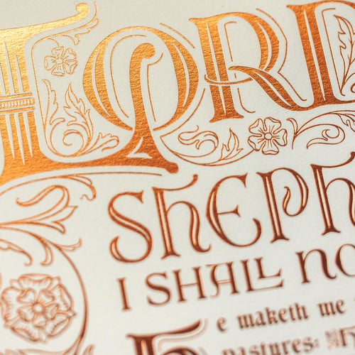 Psalm 23 - Rose Gold on Natural | Scripture Art Print