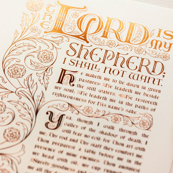 Psalm 23 - Rose Gold on Natural | Scripture Art Print